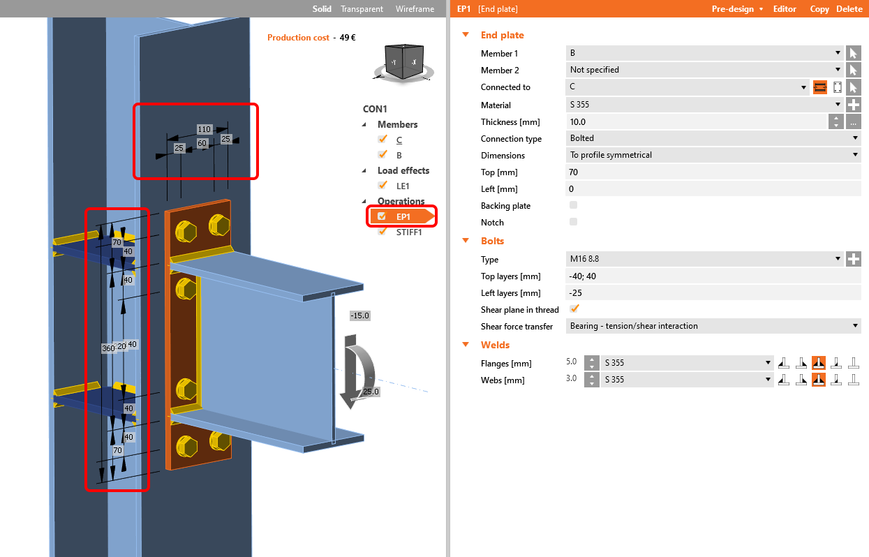 How to set position of bolts | IDEA StatiCa